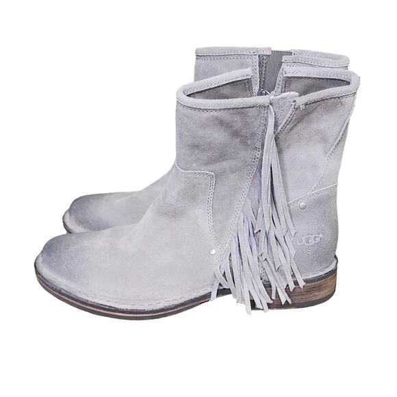 Ugg Collection | Shoes | Ugg Layne Grey Short Fringe Western Burnish ...